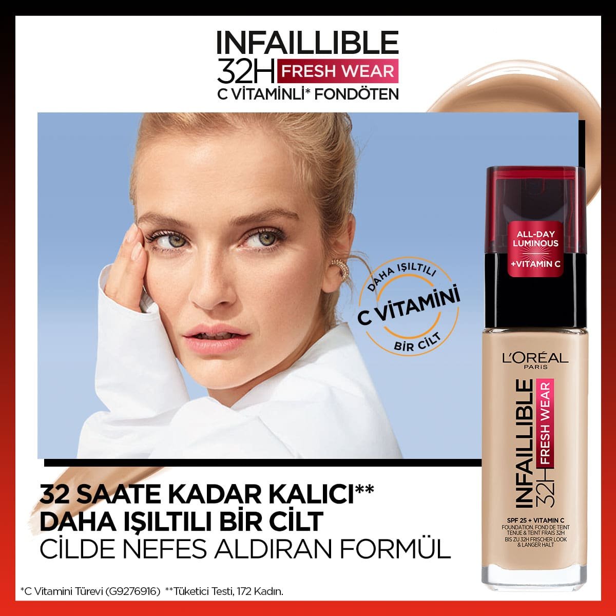 Infaillible 32H Fresh Wear C Vitaminli Fondöten - 140 Golden Beige | L ...