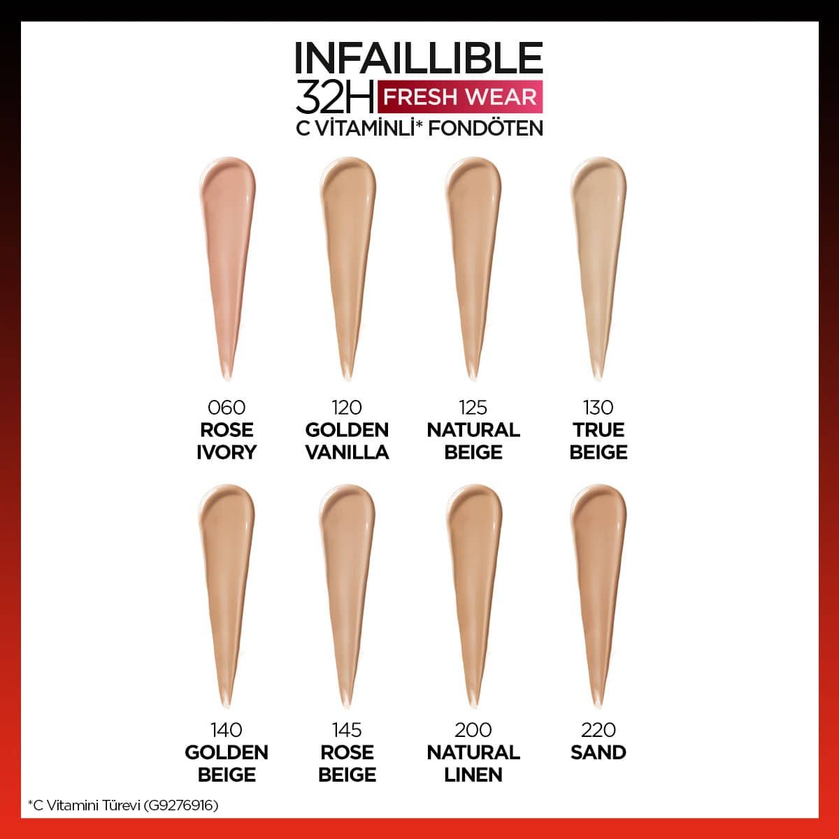 Infaillible 32H Fresh Wear C Vitaminli Fondöten - 140 Golden Beige | L ...