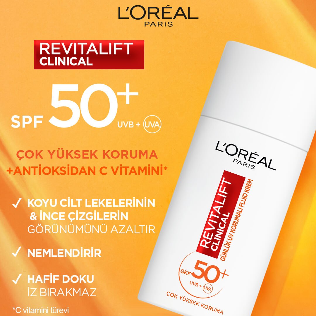 Revitalift Clinical SPF 50+ Günlük Yüksek UV Korumalı Yüz Güneş Kremi